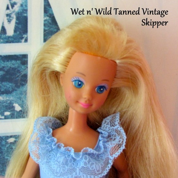 Barbie | Toys | Skipper Doll Blonde Vintage Barbie Wet Nwild 989 W Blue ...